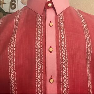 Shirts | Red Monochromatic Pina Silk Barong Tagalog With Exquisite ...